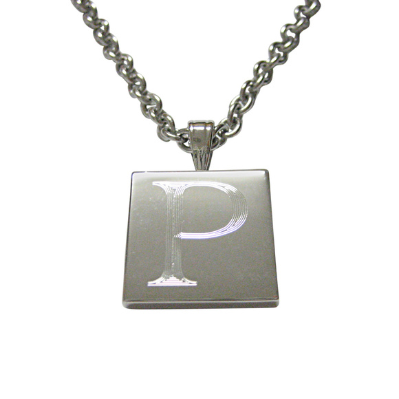 Kiola Designs | Jewelry | Letter P Etched Monogram Pendant Necklace ...